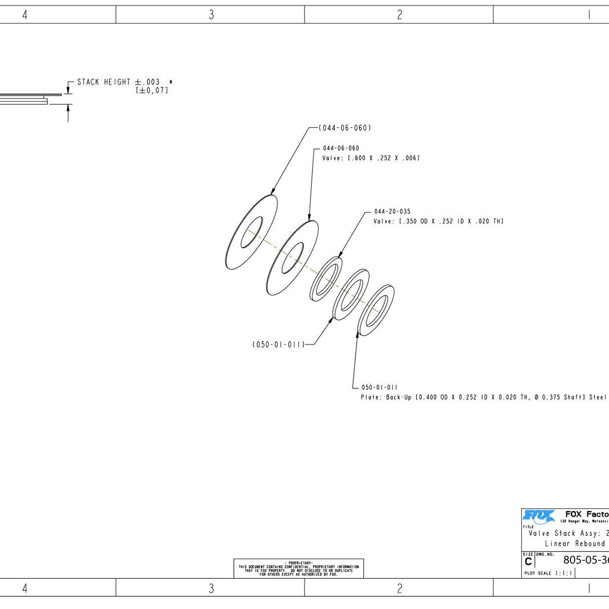 Shimstack Service Set Valve Stack Assy. 2018 Float DPX2 Linear Rebound ...